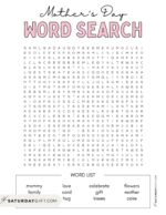 Mother's Day Word Search - Cute & Free Printables | SaturdayGift