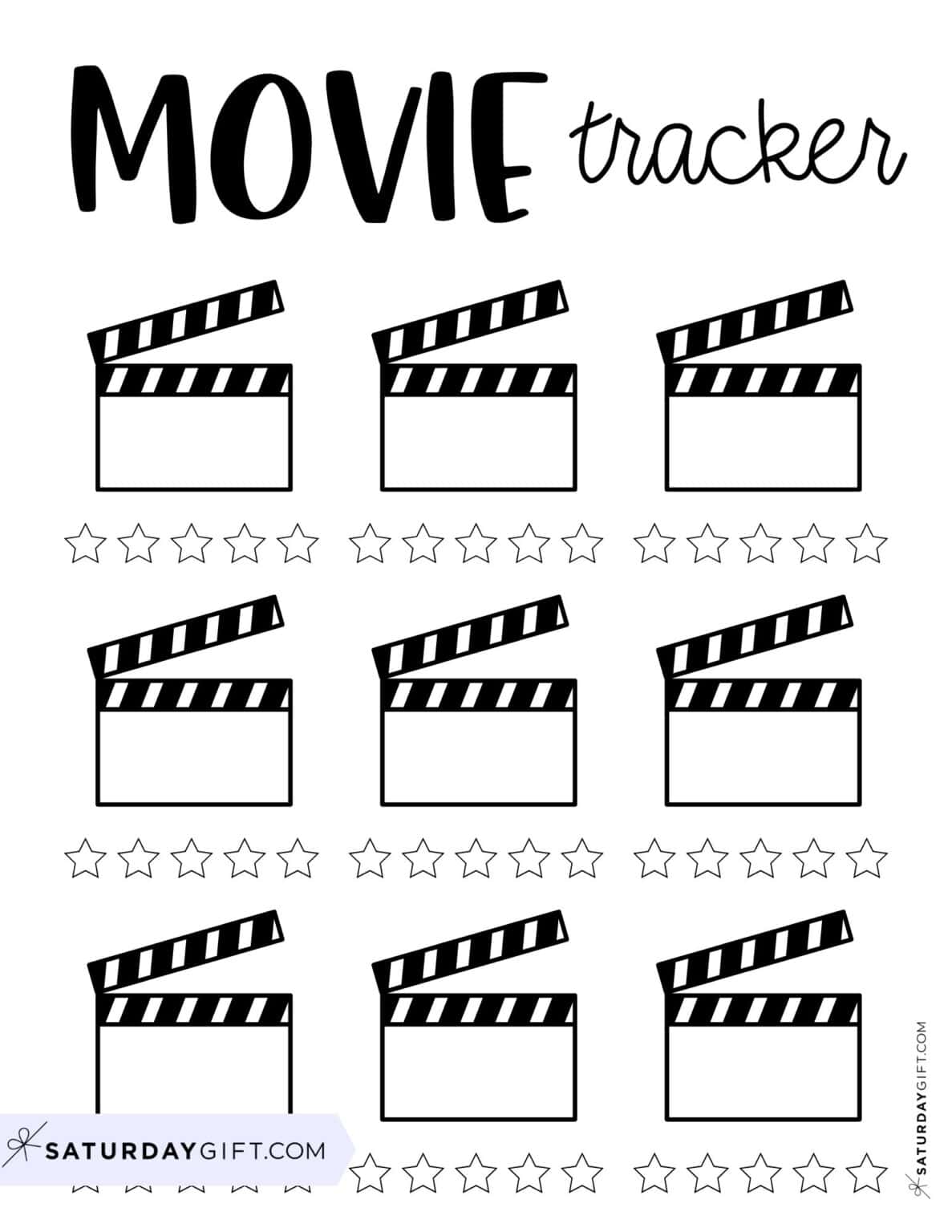 Movie Tracker Templates — 25 Cute Free Printables | SaturdayGift