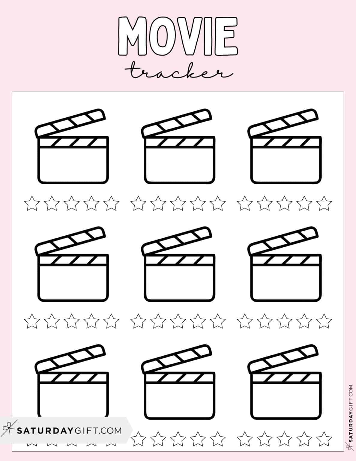 Movie Tracker Templates — 25 Cute Free Printables | SaturdayGift