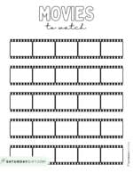Movie Tracker Templates — 25 Cute Free Printables | SaturdayGift