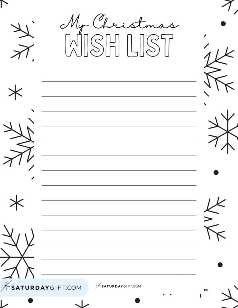 Christmas List Printables – 37 Free Cute & Simple Wish Lists