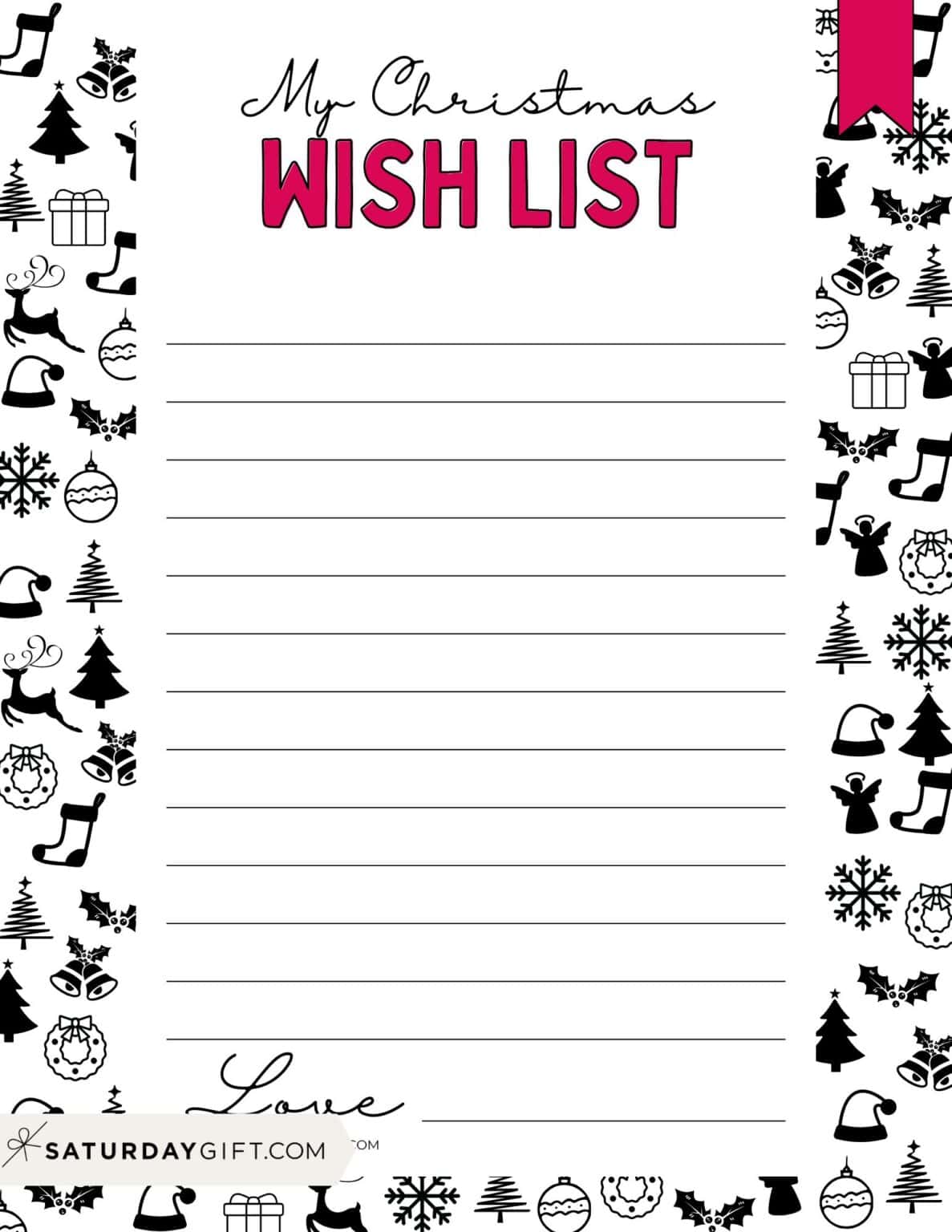 Christmas List Printables – 37 Free Cute & Simple Wish Lists