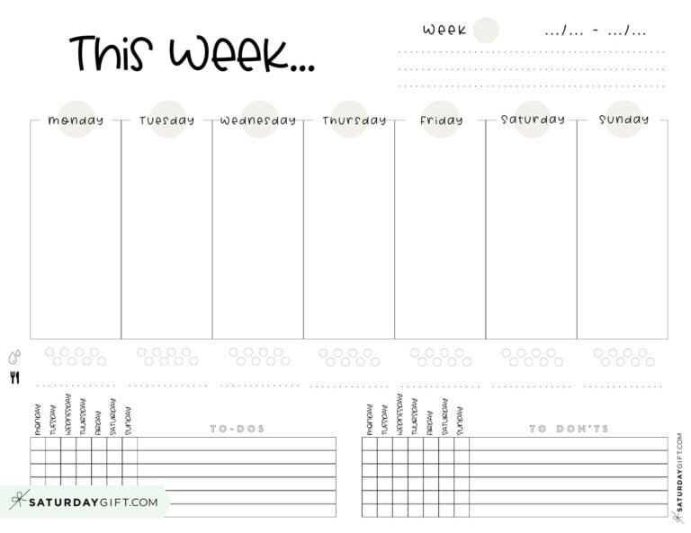 Weekly planner printable - 39 cute free weekly calendar templates ...