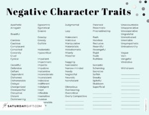 Negative Character Traits List - 98 Negative Qualities & Examples ...