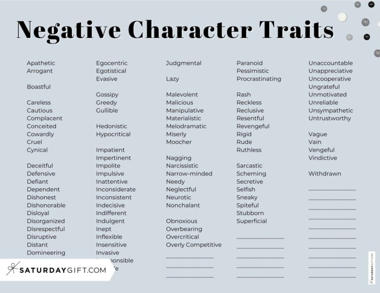 Negative Character Traits List - 98 Negative Qualities & Examples ...