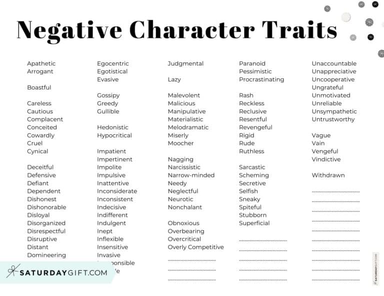 Negative Character Traits List - 98 Negative Qualities & Examples ...