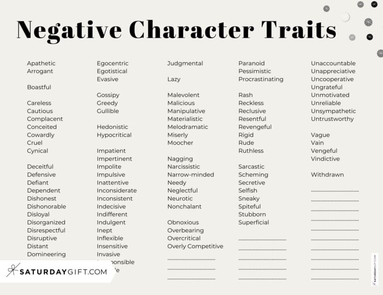 Negative Character Traits List - 98 Negative Qualities & Examples ...