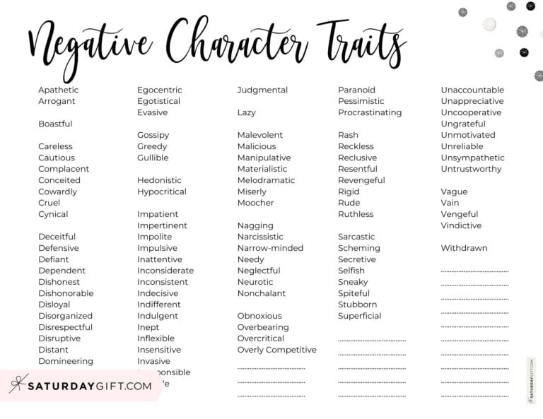 Negative Character Traits List - 98 Negative Qualities & Examples ...