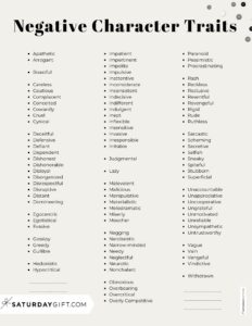 Negative Character Traits List - 98 Negative Qualities & Examples ...