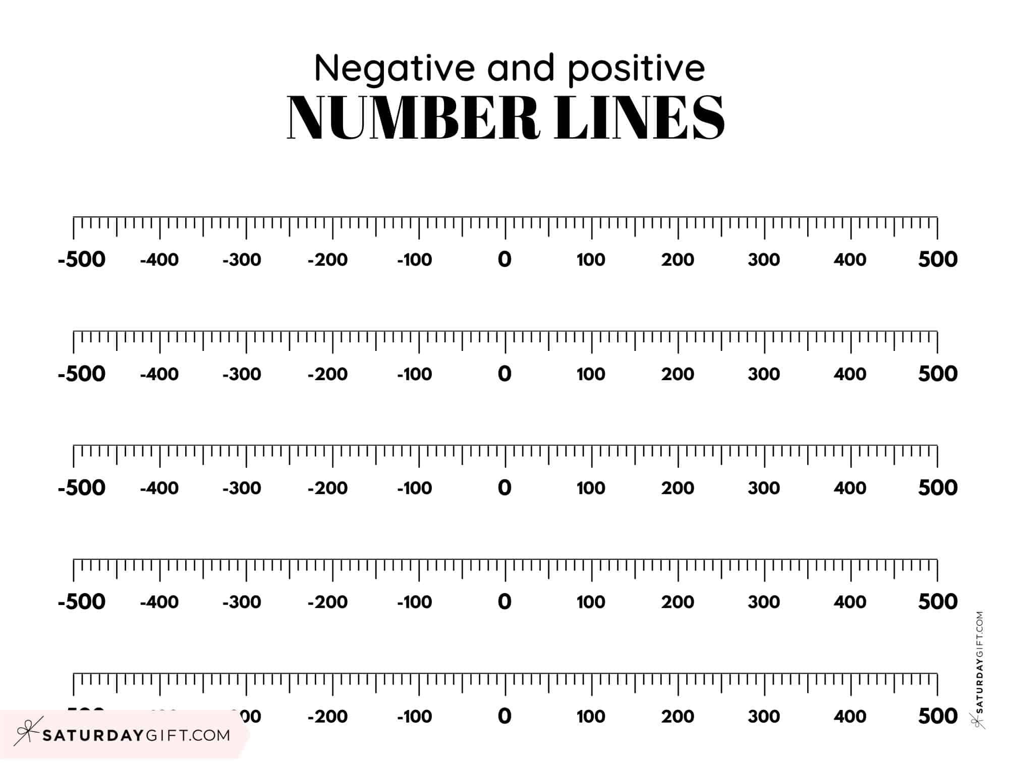 Negative and Positive Number Line - 19 Free Printable Blank Worksheets