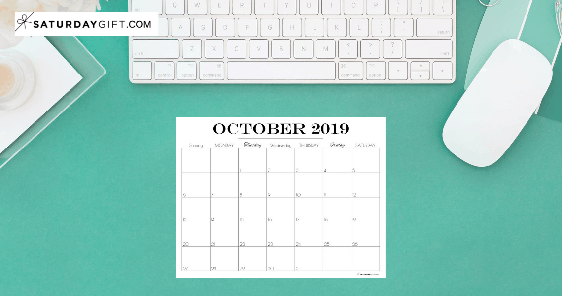 Cute (and free!) Printable Monthly Calendars 2019 | SaturdayGift