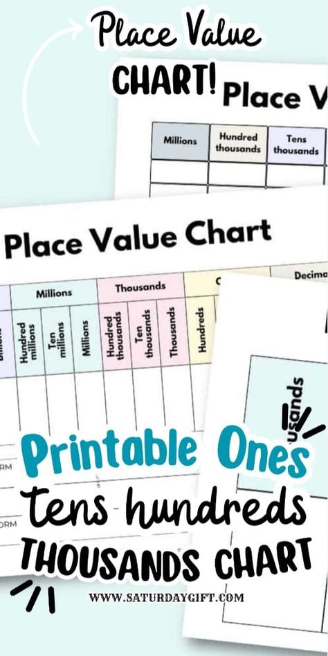 Place Value Chart - 14 Printable Ones Tens Hundreds Thousands Charts
