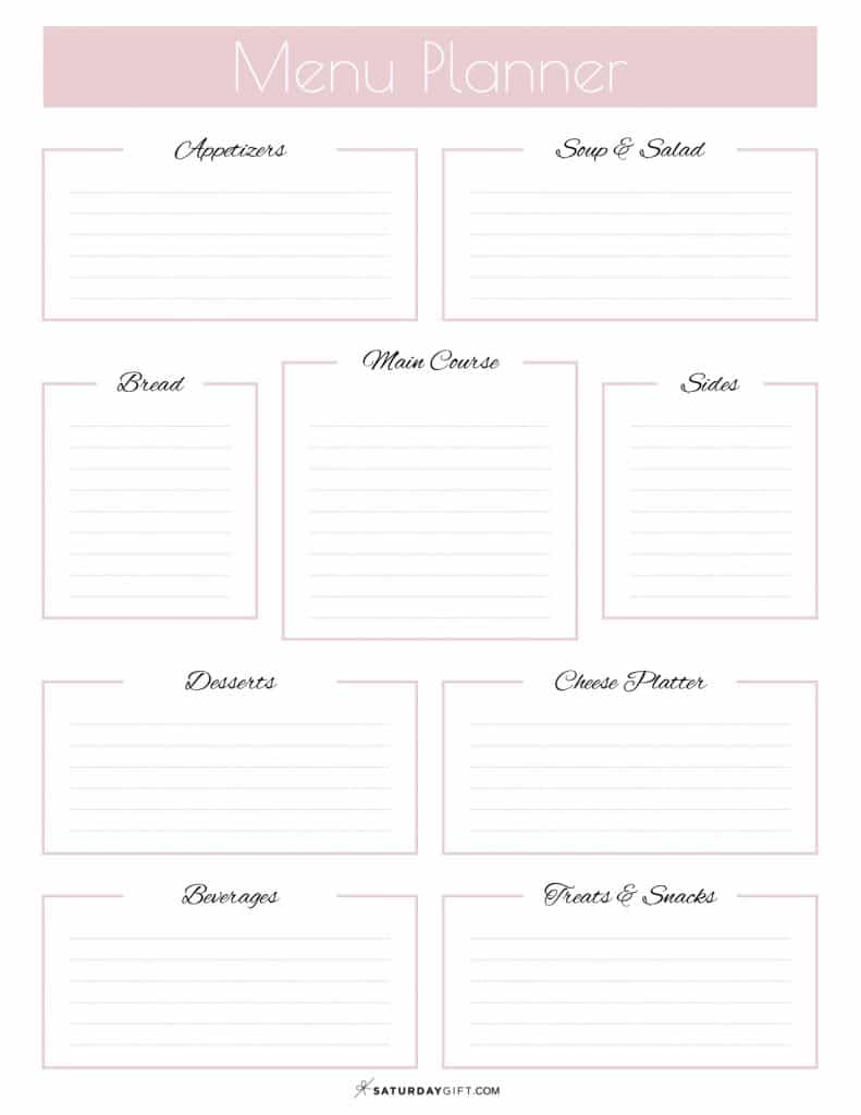 Pretty Practical Party Menu Planner Free Printable SaturdayGift Pretty Practical Party Menu Planner Free Printable SaturdayGift