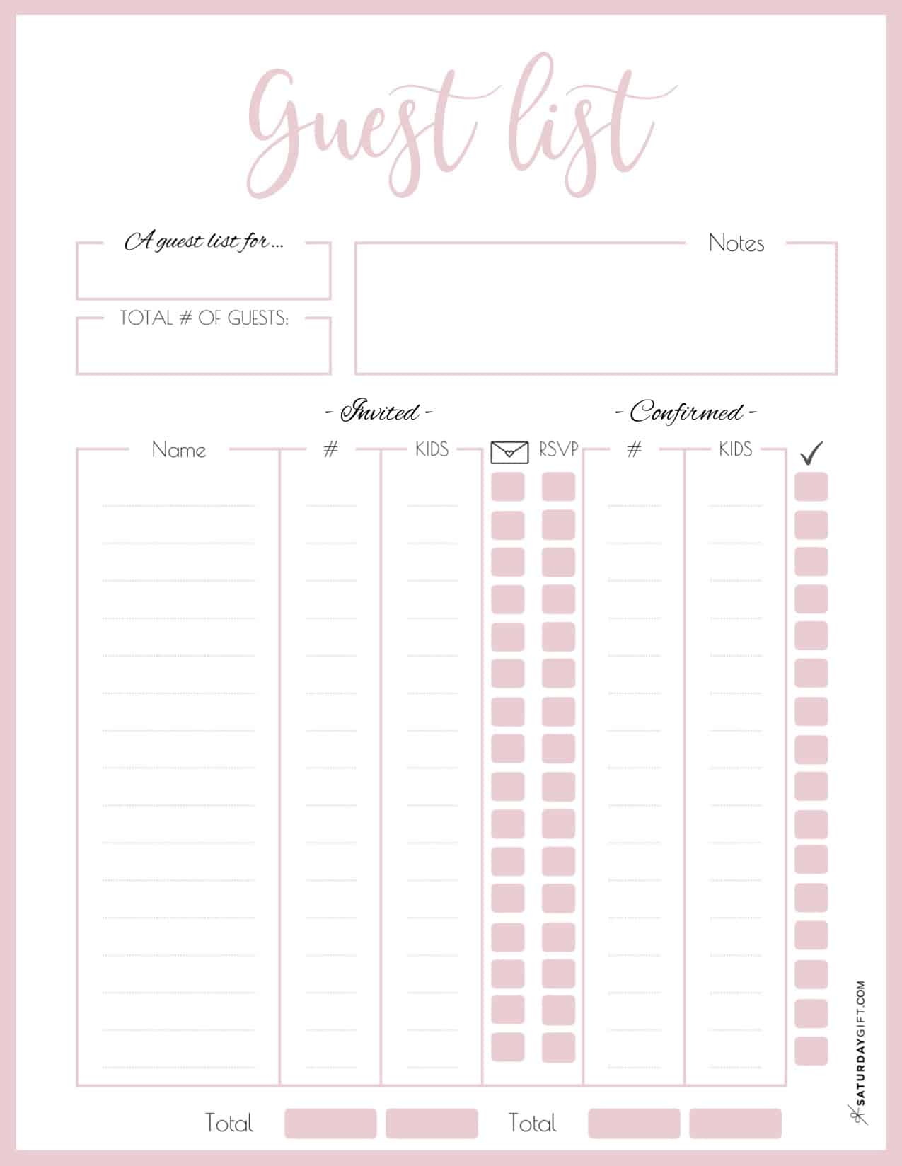 Printable Birthday Party Guest List Template Doc Example In 2021 Vrogue
