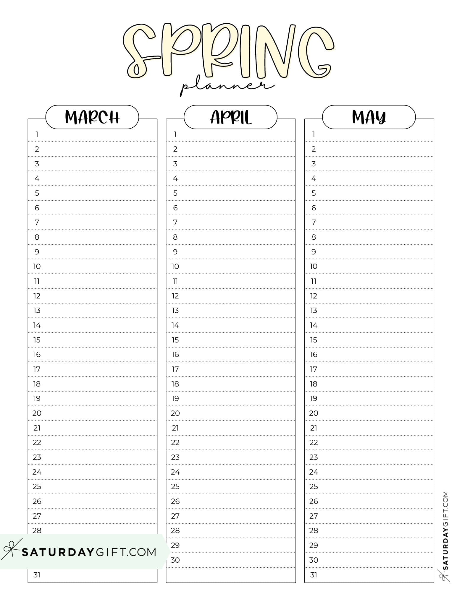 Spring Planner - 21 Pages - Cute & Free Printables