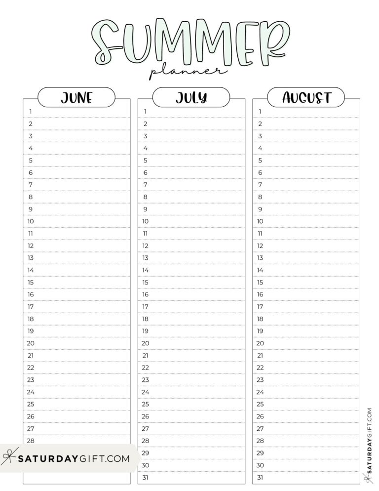 Summer Planner - 21 Cute & Free Printables