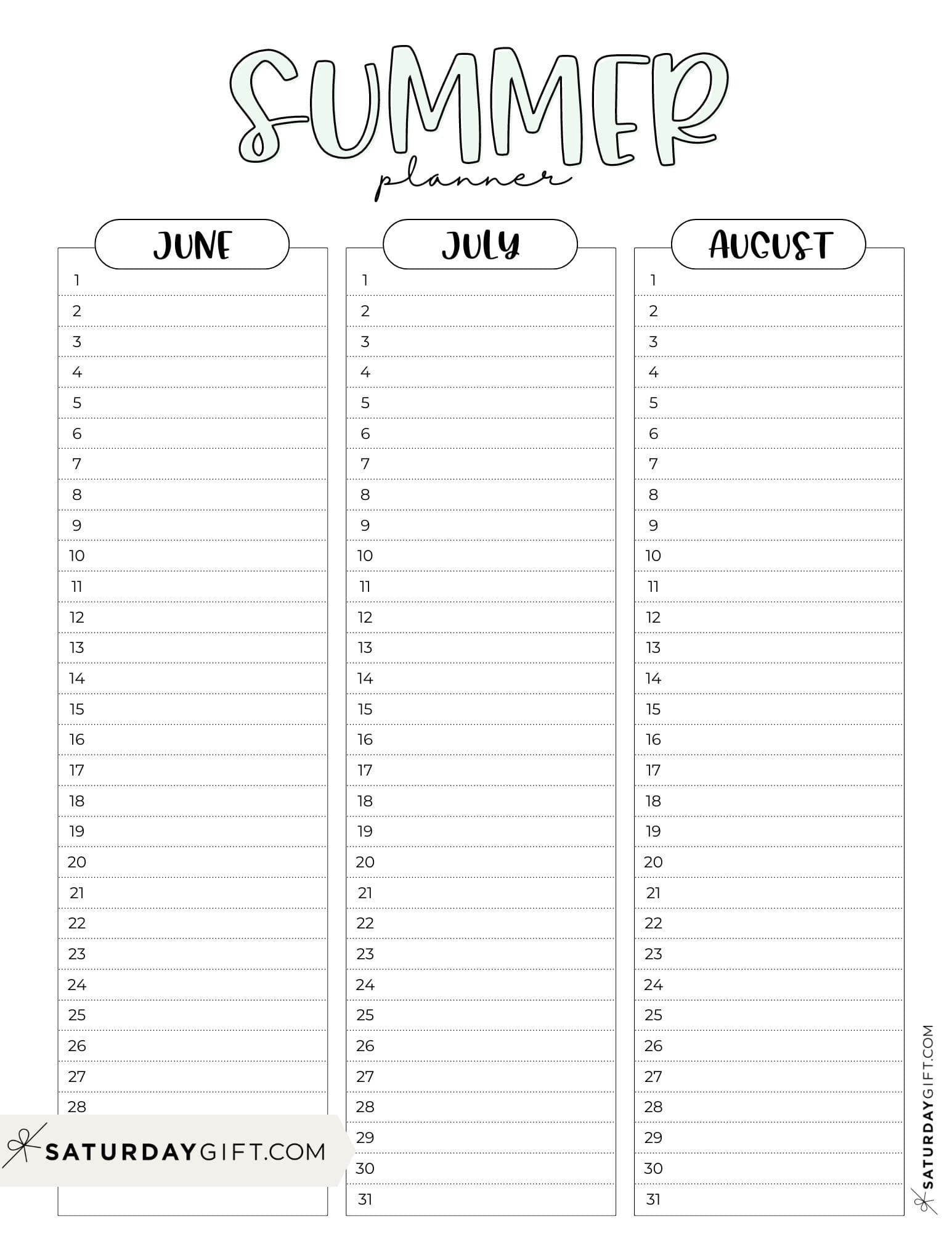 Summer Planner - 21 Cute & Free Printables