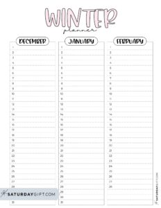 Winter Planner - 21 Pages - Cute & Free Printables