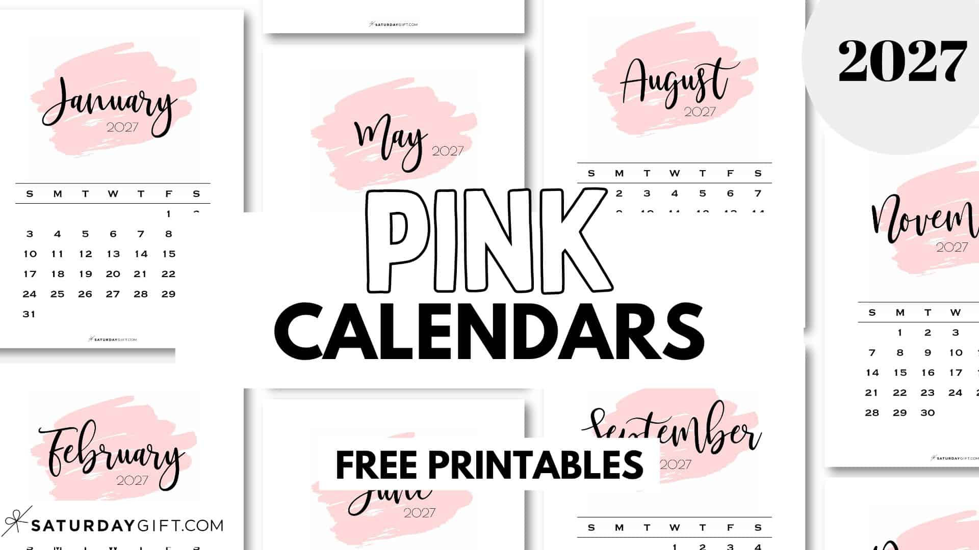 Printable Pink Calendars 2027 - Perfect for Home Office