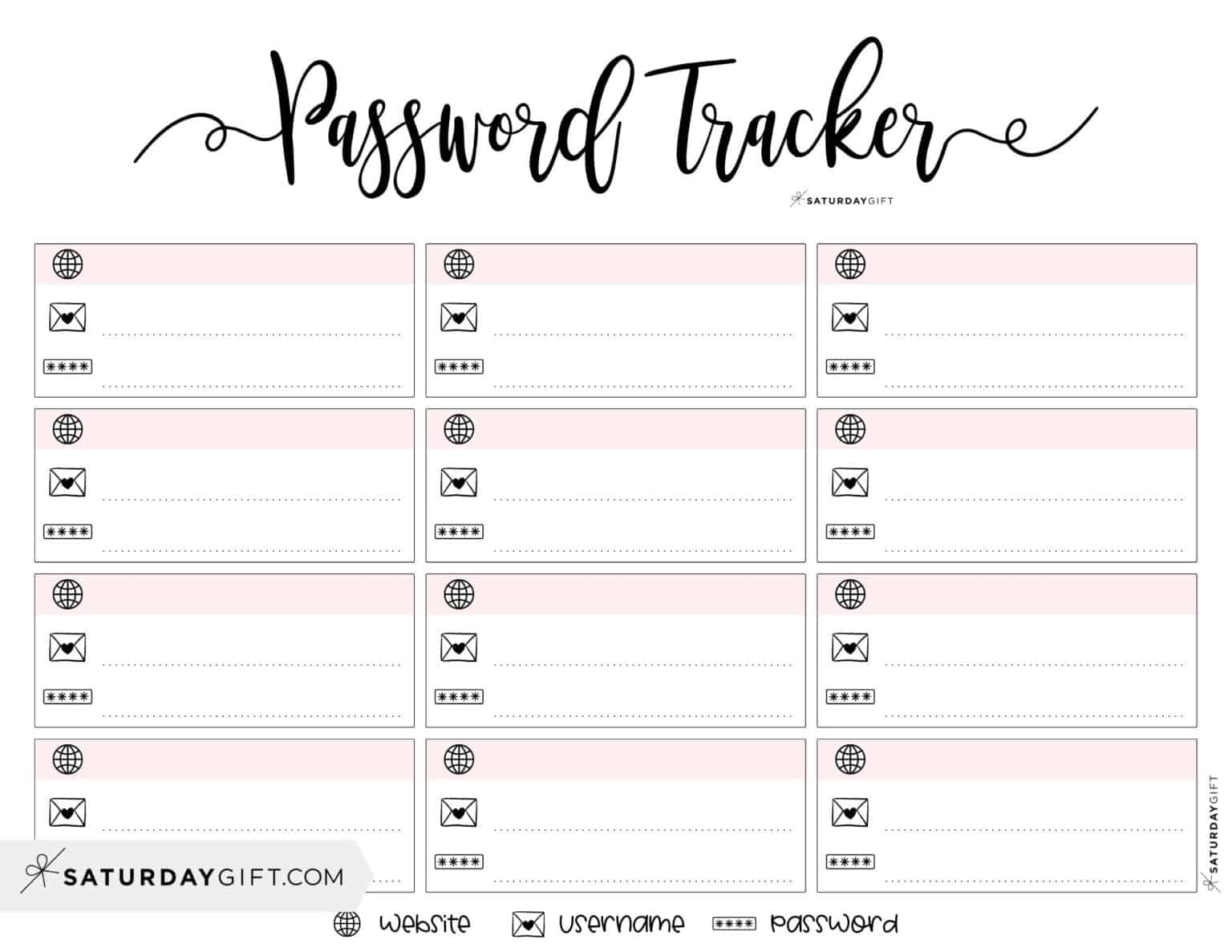 Password Tracker Printable - 15 Cute & Free Password Keepers