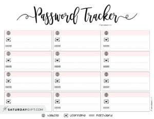 Password Tracker Printable - 15 Cute & Free Password Keepers