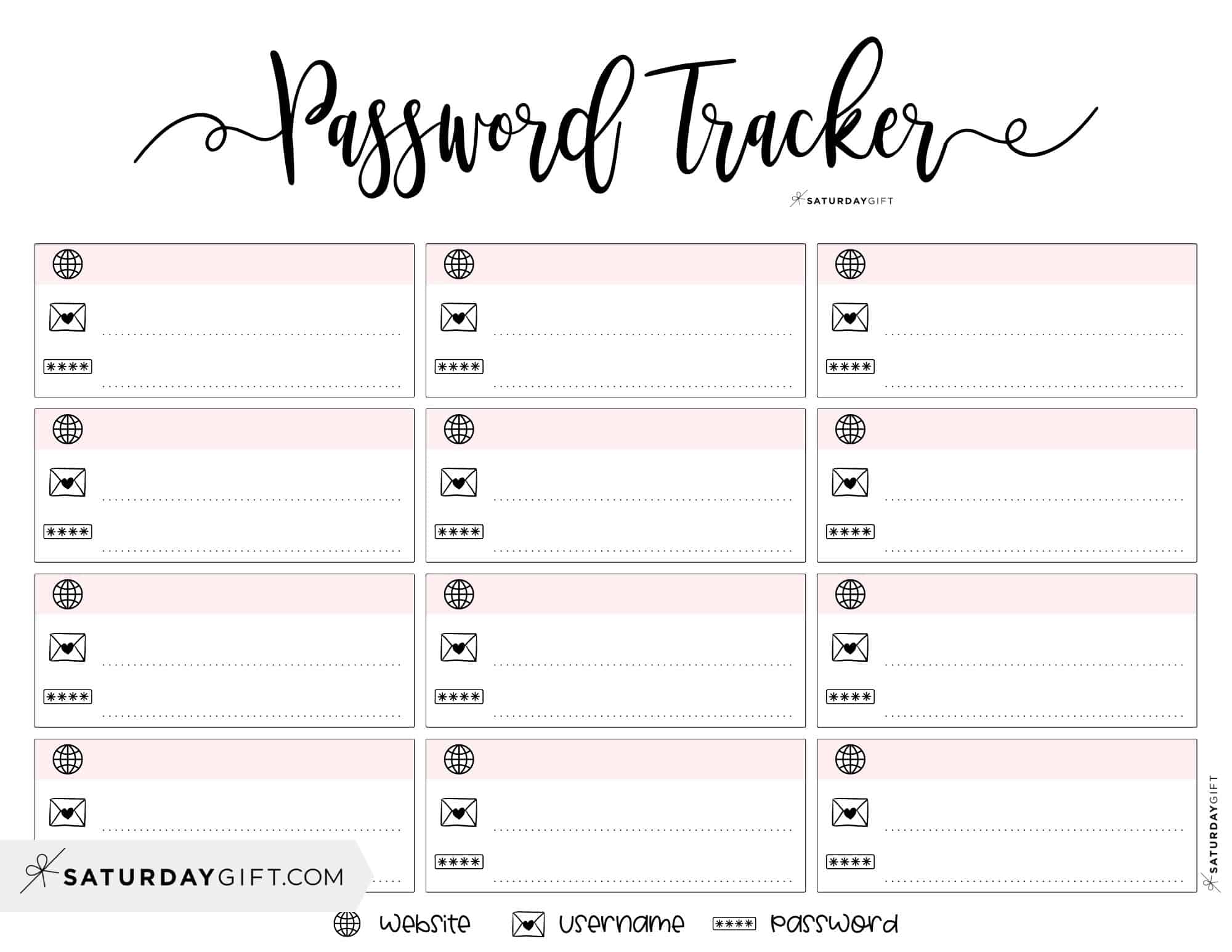 Password Tracker Printable - 15 Cute & Free Password Keepers