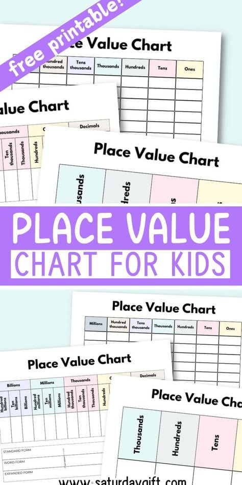 Place Value Chart - 14 Printable Ones Tens Hundreds Thousands Charts