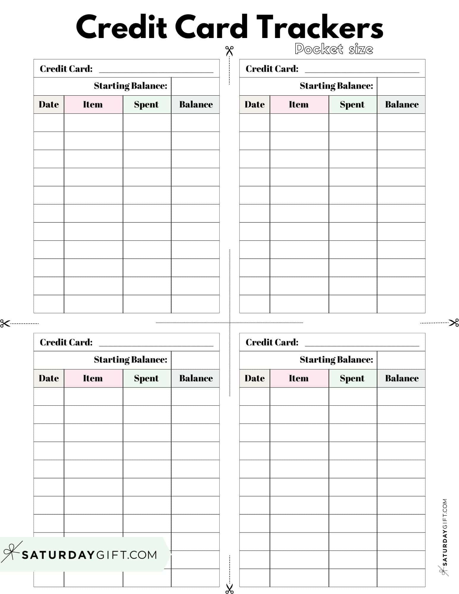 Printable Credit Card Spending Tracker + Tips