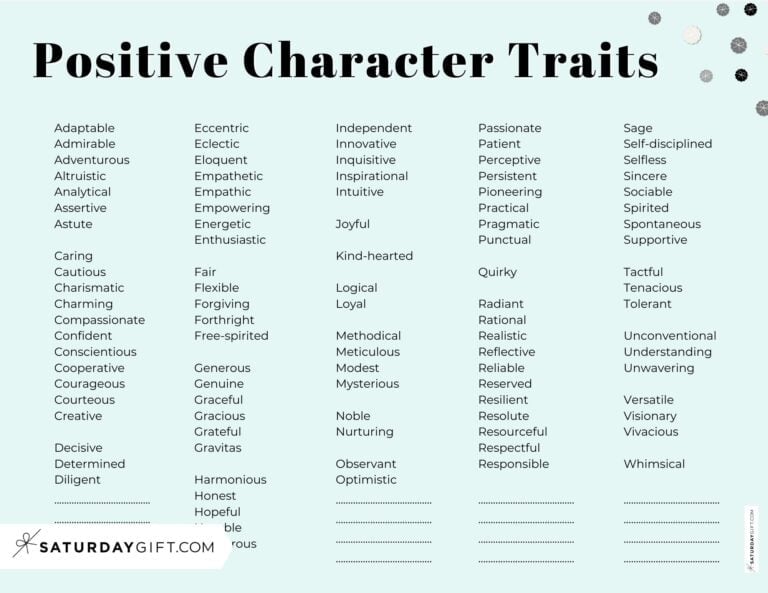Positive Character Traits List - 100 Good Qualities & Examples ...