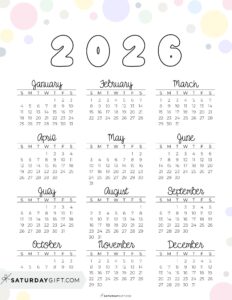 2026 Yearly Calendar Printable - 35 Cute & Free 2026 Annual Calendars