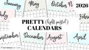 Pretty Pastel Calendars 2026 - Cute Free Printables