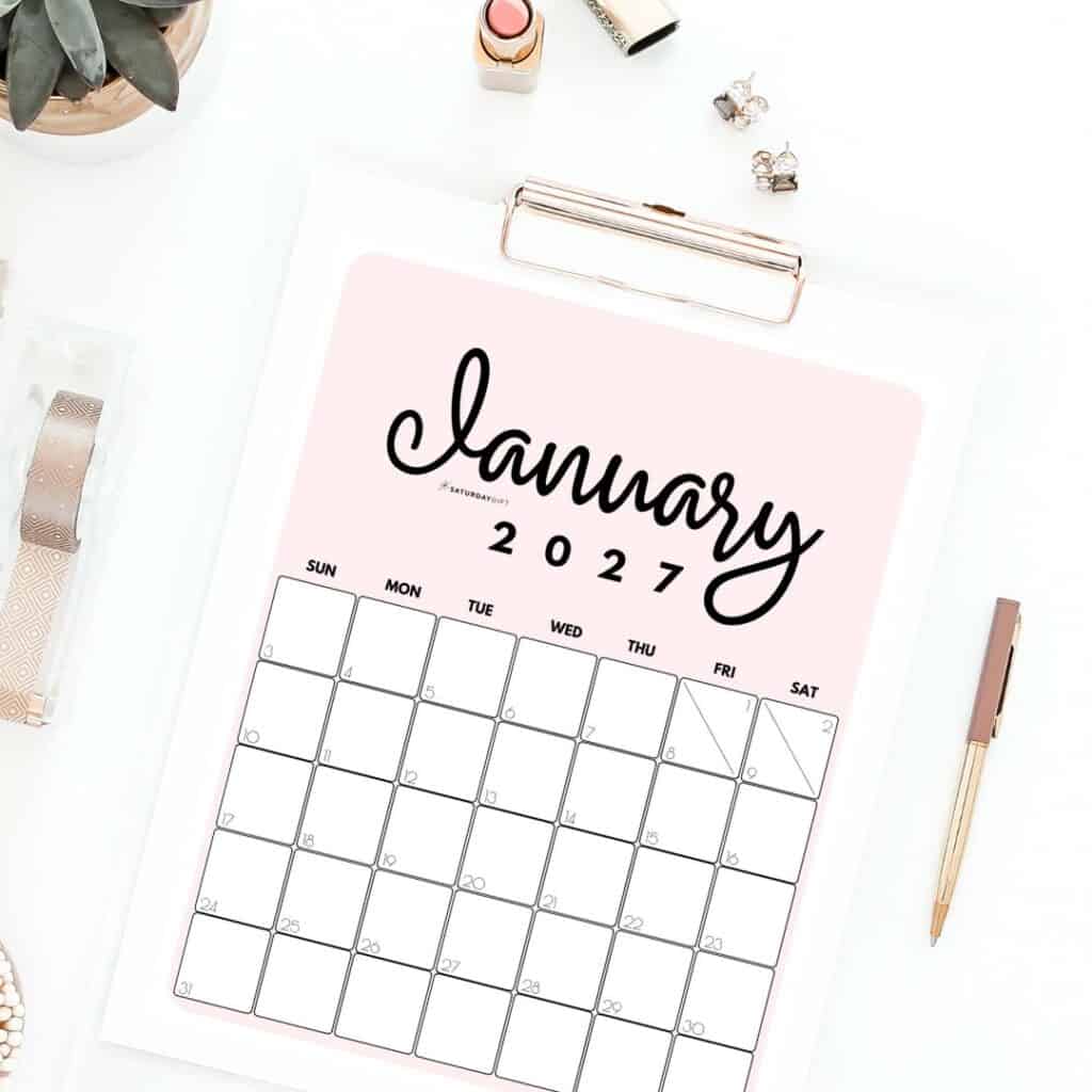 Pretty Pastel Calendars 2027 - Cute Free Printables