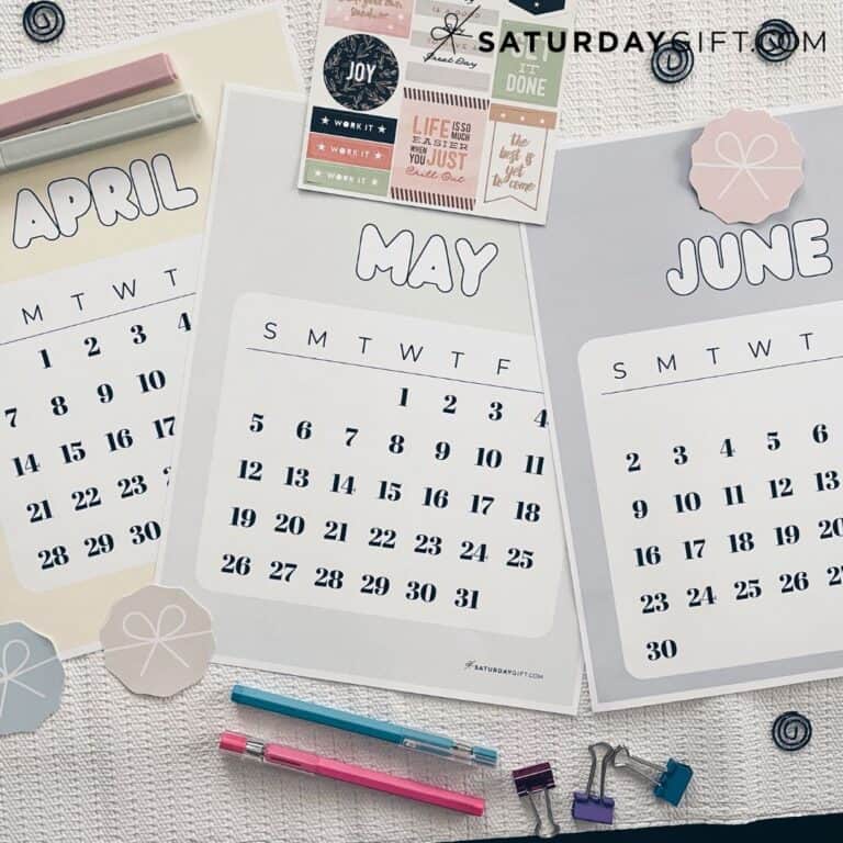 Cute Colorful Calendar Templates 2025 - Free Printables