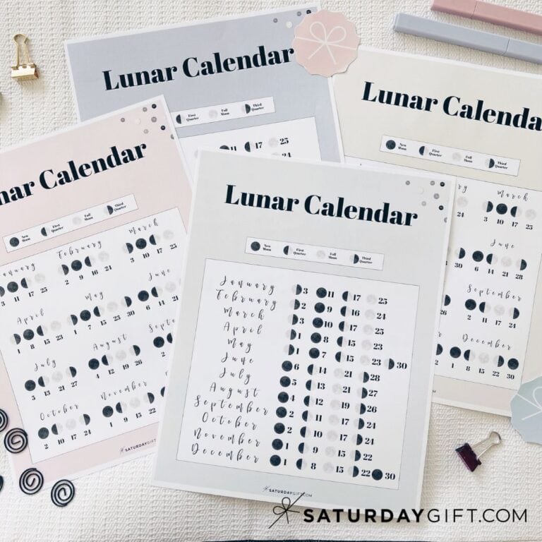 Moon Phase Calendar - Cute & Free Printable 2024 Lunar Calendar