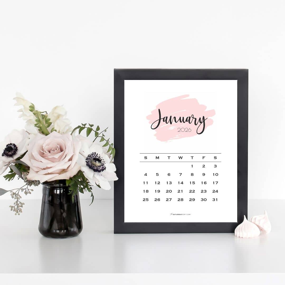 Printable Pink Calendars 2026 - Perfect for Home Office | SaturdayGift