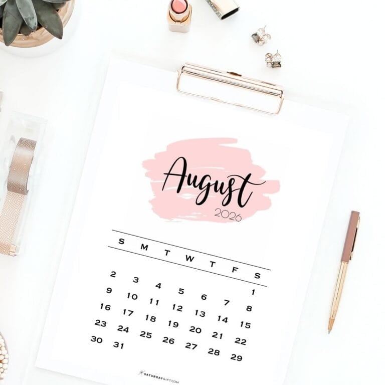 Printable Pink Calendars 2026 - Perfect for Home Office
