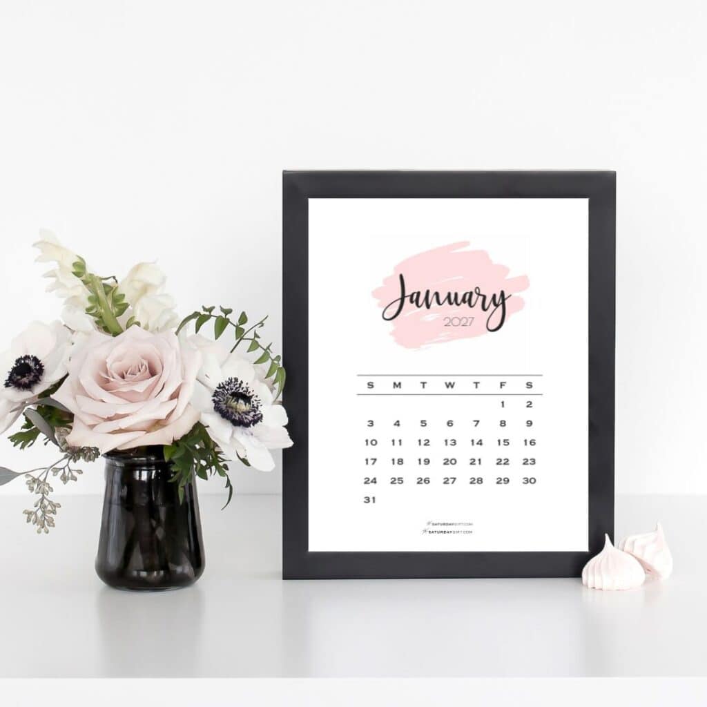 Printable Pink Calendars 2027 - Perfect for Home Office