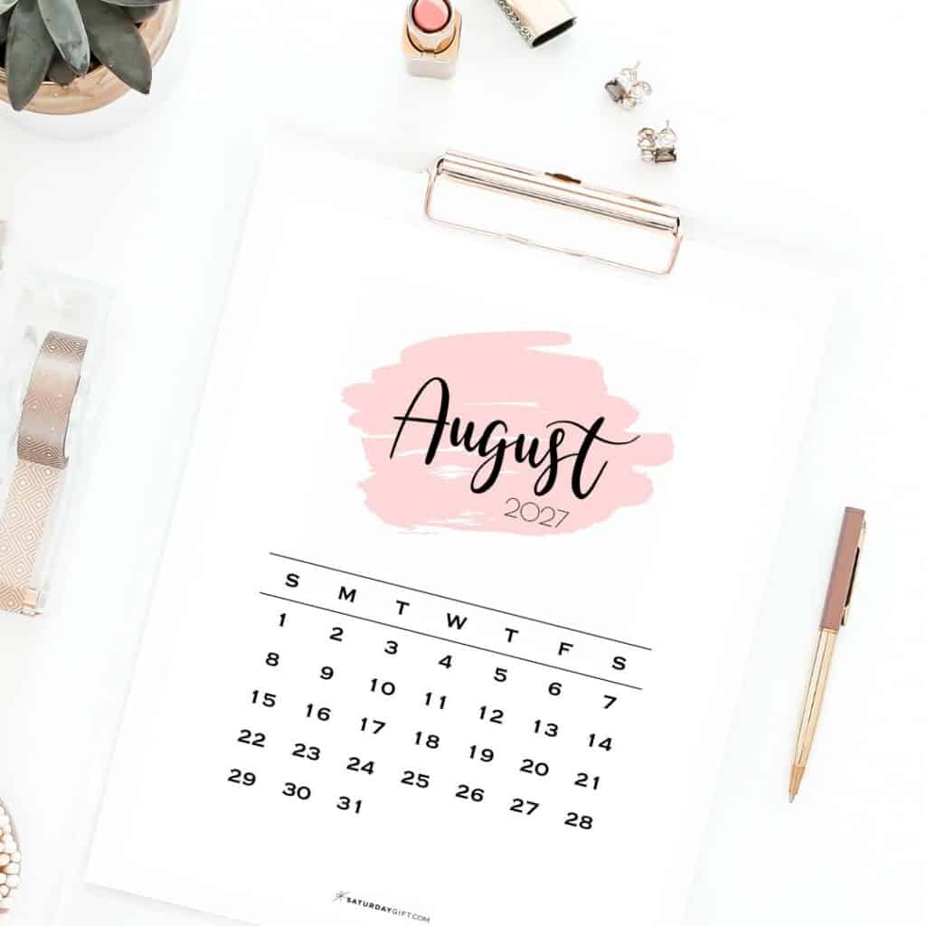 Printable Pink Calendars 2027 - Perfect for Home Office