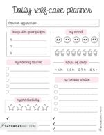 Self-Care Planner - 4 Cute (& Free!) Daily Self-Care Planners ...