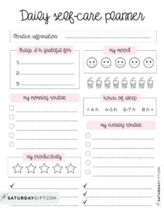 Self-Care Planner - 4 Cute (& Free!) Daily Self-Care Planners ...