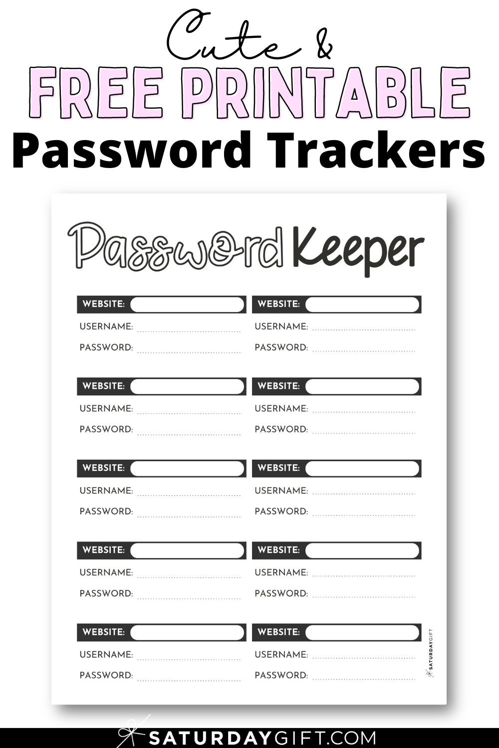 Password Tracker Printable - 15 Cute & Free Password Keepers