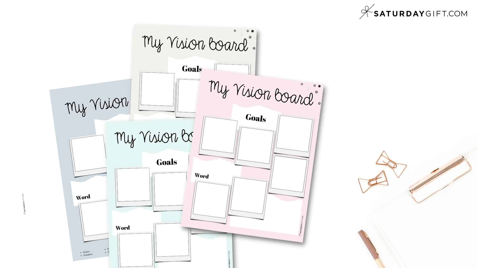 Vision Board Template - 27 Cute (&Free) Dream Board Printables