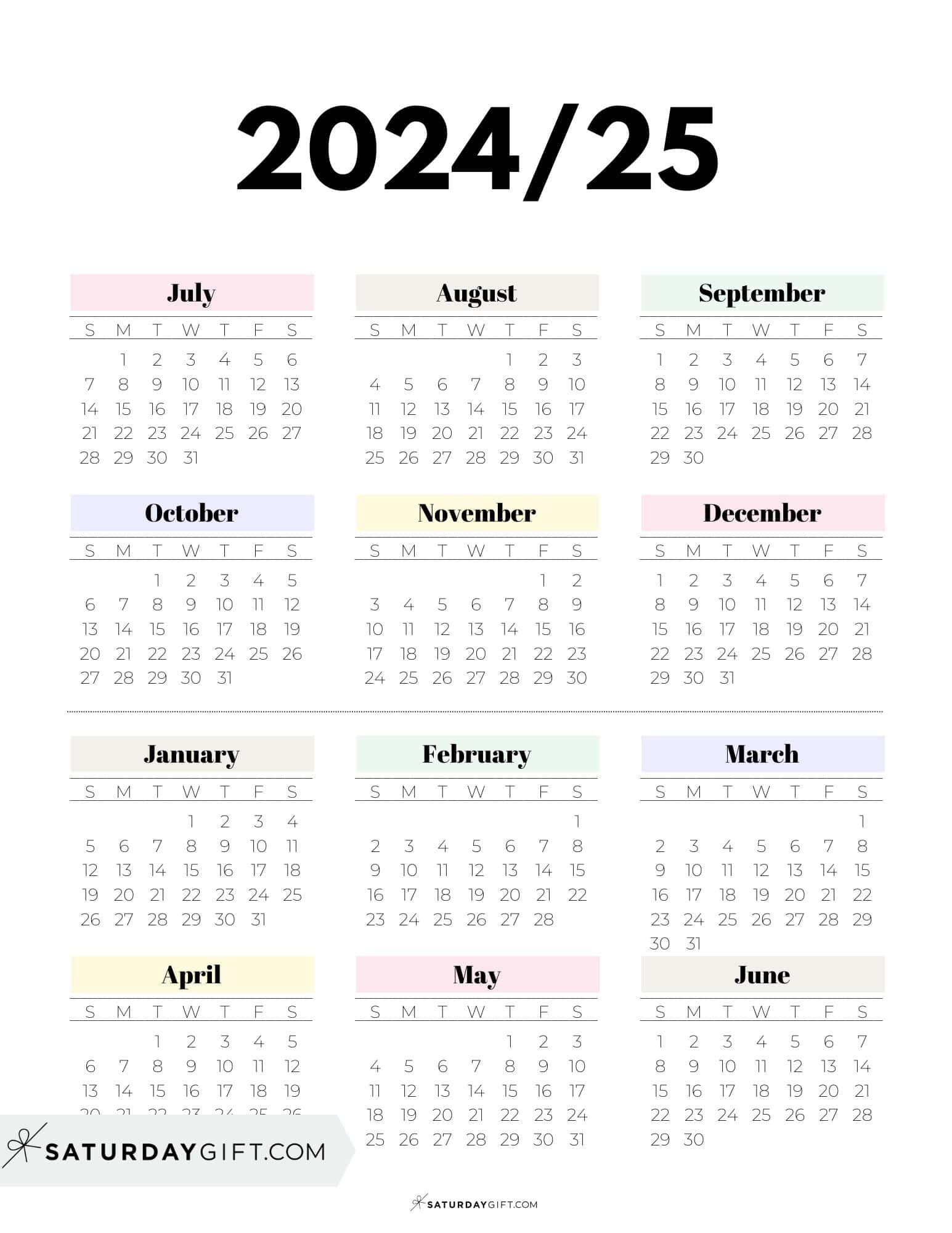 School Calendar Template - 17 Cute Printable Academic Calendars 2024/25