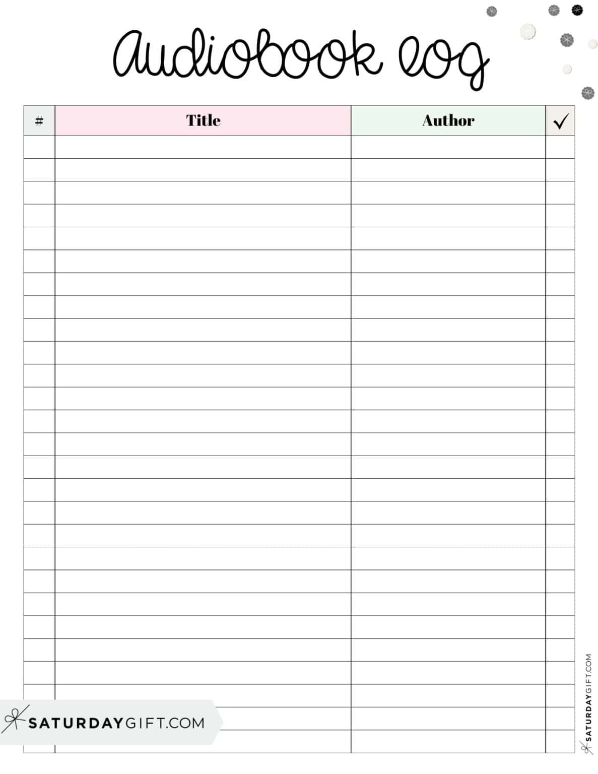 Audiobook Tracker - 25 Cute Free Printable Templates | SaturdayGift