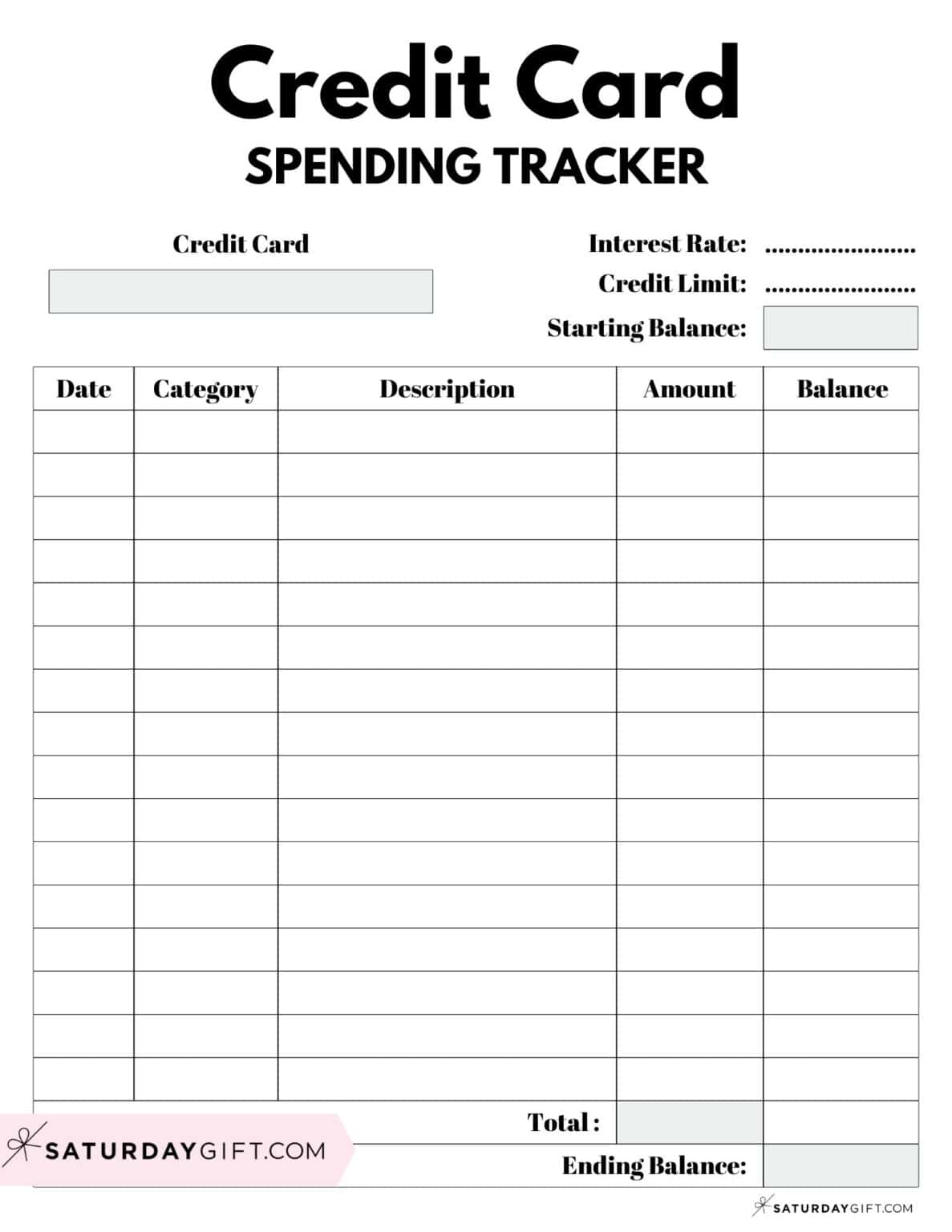 Credit Card Spending Trackers - Free Printables