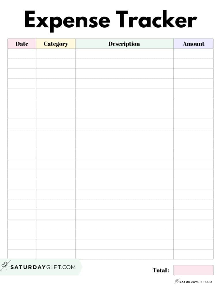 Expense Tracker Printable - 26 cute & Free Spending Logs