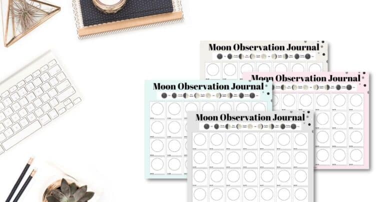 Moon observation journal - Log the phases of the moon (Free printables)
