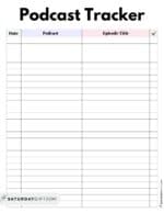 Podcast Tracker - 17 Cute Free Printable Templates | SaturdayGift