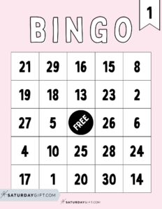 Cute & Free Printable Bingo Cards - 30 Cards + Calling Sheet | SaturdayGift