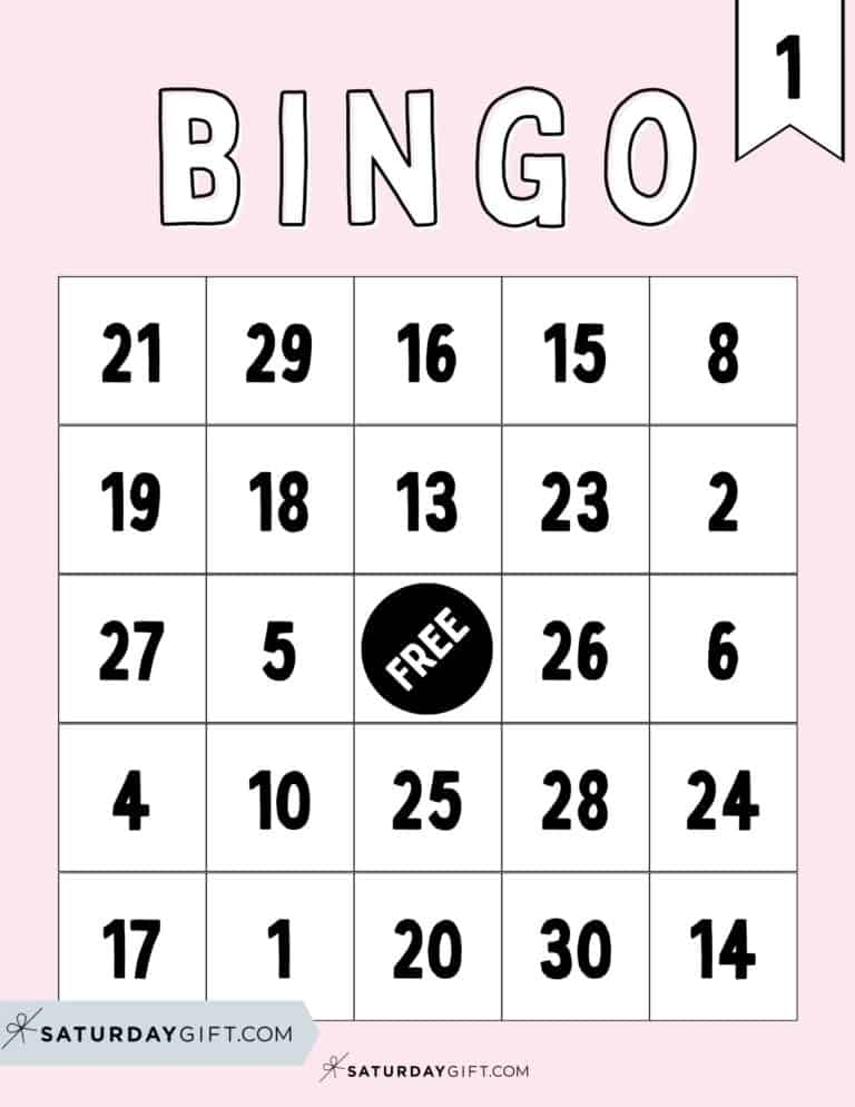 Cute & Free Printable Bingo Cards - 30 Cards + Calling Sheet | SaturdayGift